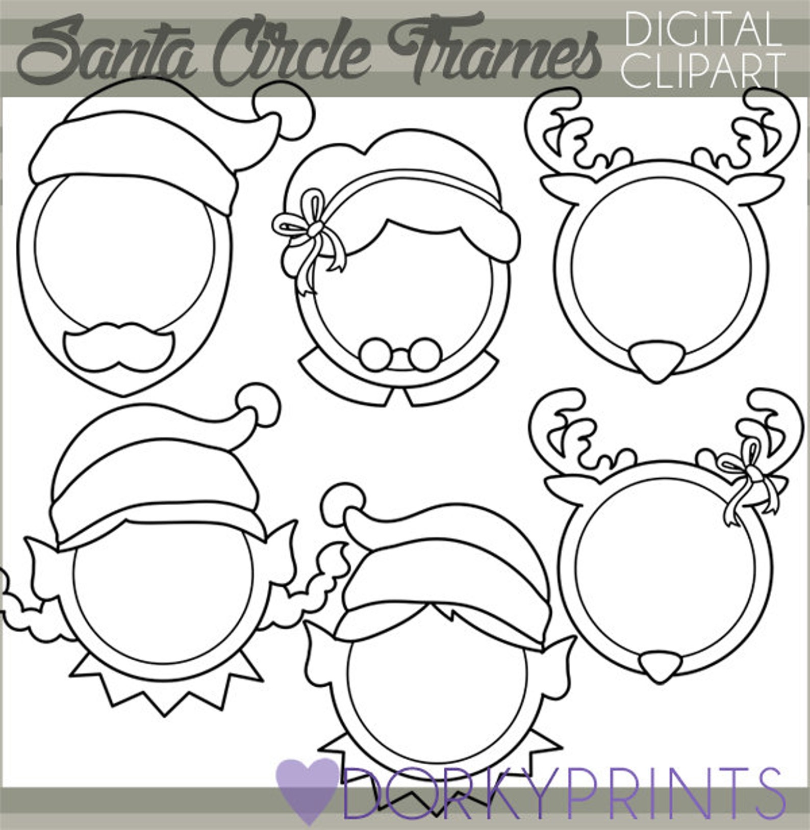 Christmas Clipart Santa and Elf Frames personal and Limited | Etsy