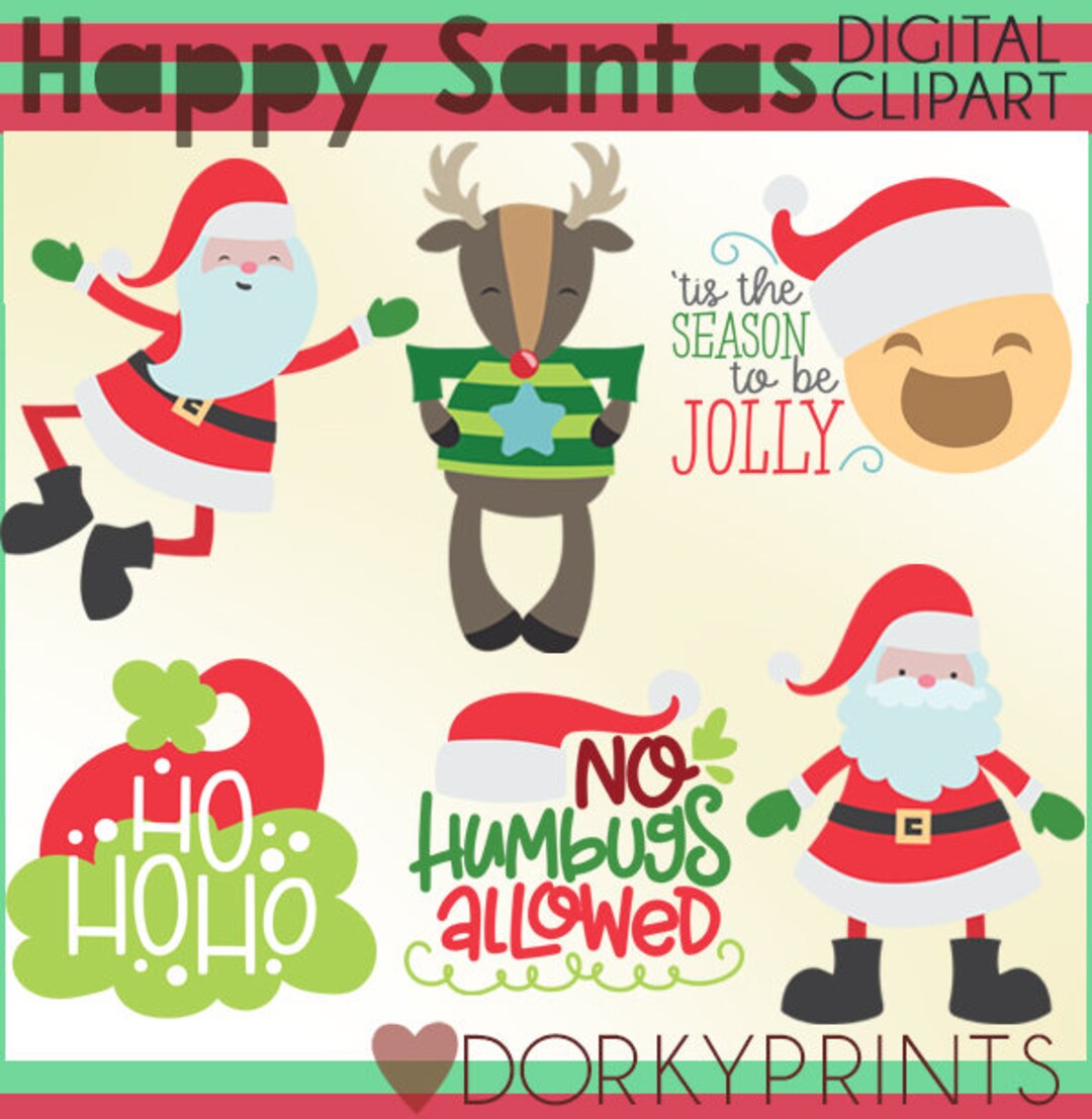 Happy Santa Christmas Clipart -personal and Limited Commercial Use ...