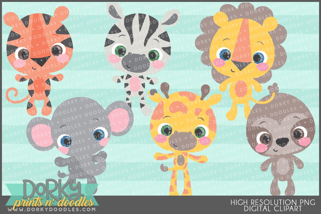 Cute Jungle Animals Clipart -personal and Limited Commercial Use- Big ...