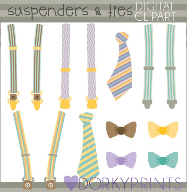 Suspenders and Ties Clipart Set Personal and Limited | Etsy