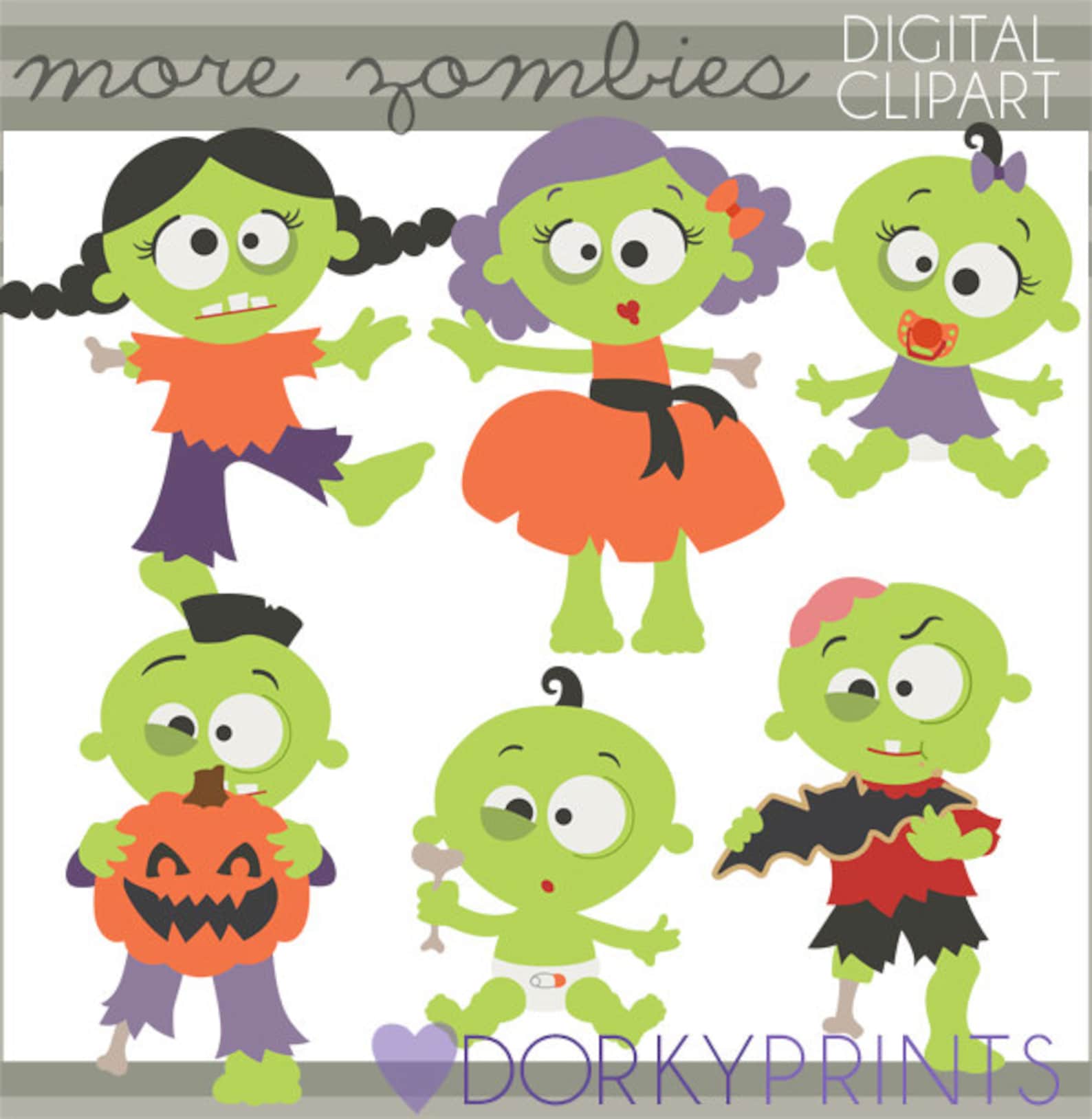 Halloween Clipart Zombies Digital PNG Art - Etsy