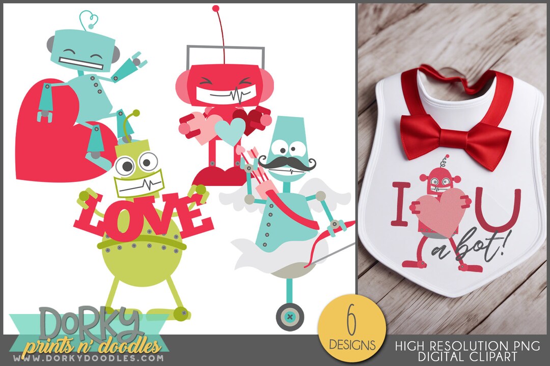 Valentine Clipart Robot Valentines -personal and Limited Commercial Use ...