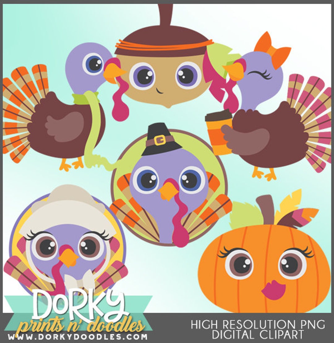 Silly Turkeys Thanksgiving Clipart Set for Sublimation, Sticker Design ...