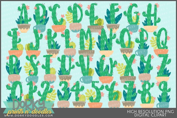 Succulent and Cactus Alphabet Clipart Personal and Limited | Etsy