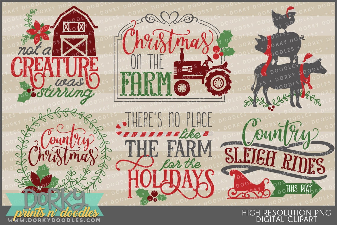 Christmas on the Farm Clipart personal and Limited Commercial - Etsy