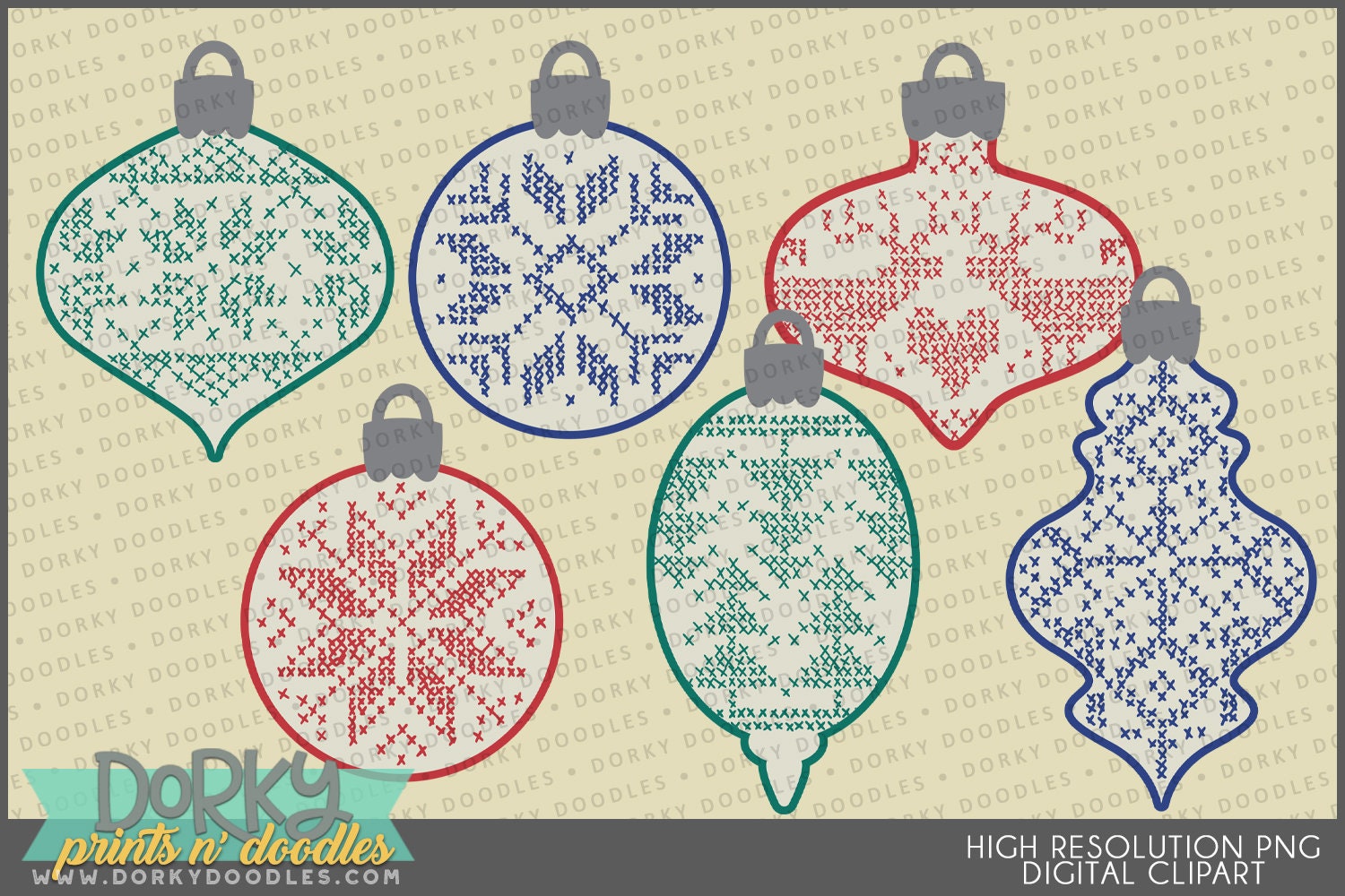 Stitched Christmas Clipart personal and Limited Commercial - Etsy