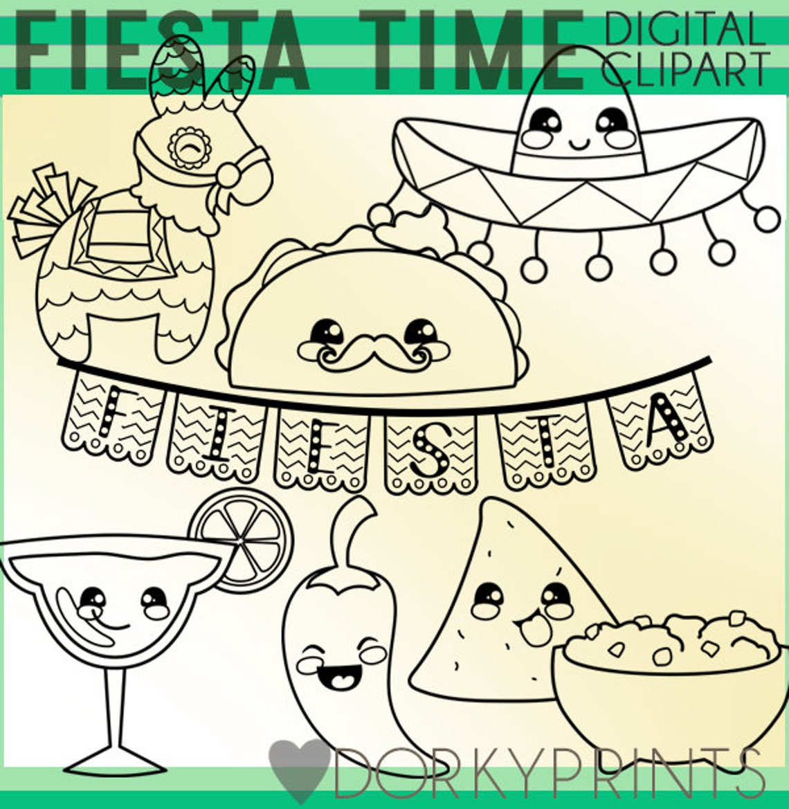 Fiesta Clipart Set Personal and Limited Commercial Use Cute | Etsy