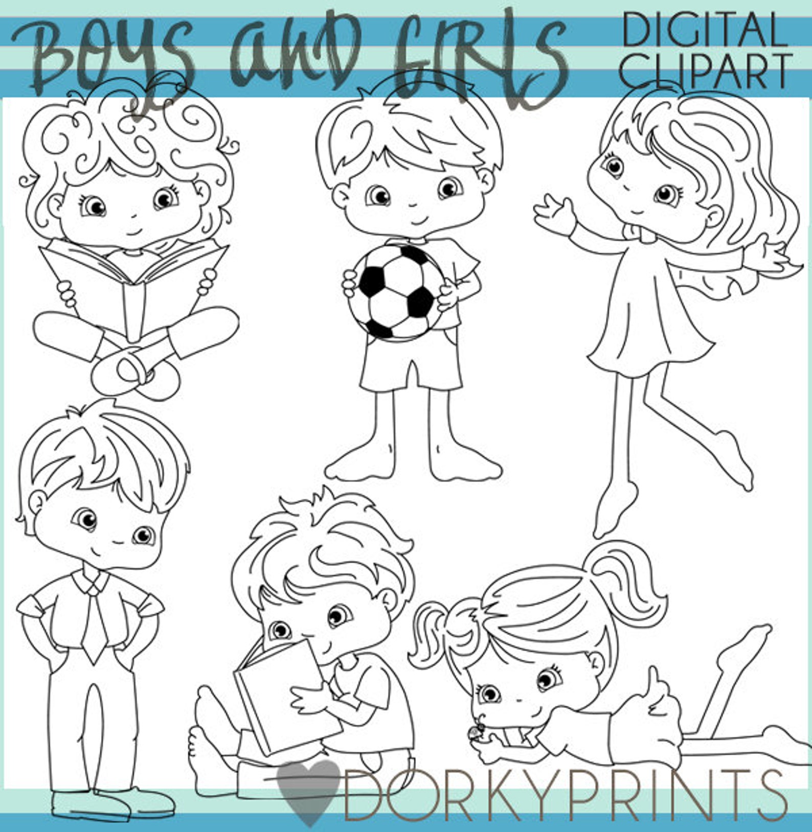 Boys and Girls Clipart Set personal and Limited Commercial - Etsy