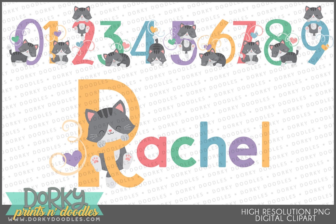 Cute Cats Alphabet and Numbers Clipart - Monogram and Birthday PNG ...