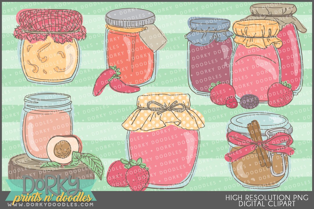Jam Jars Clipart -personal and Limited Commercial Use- Cute Jam Designs ...
