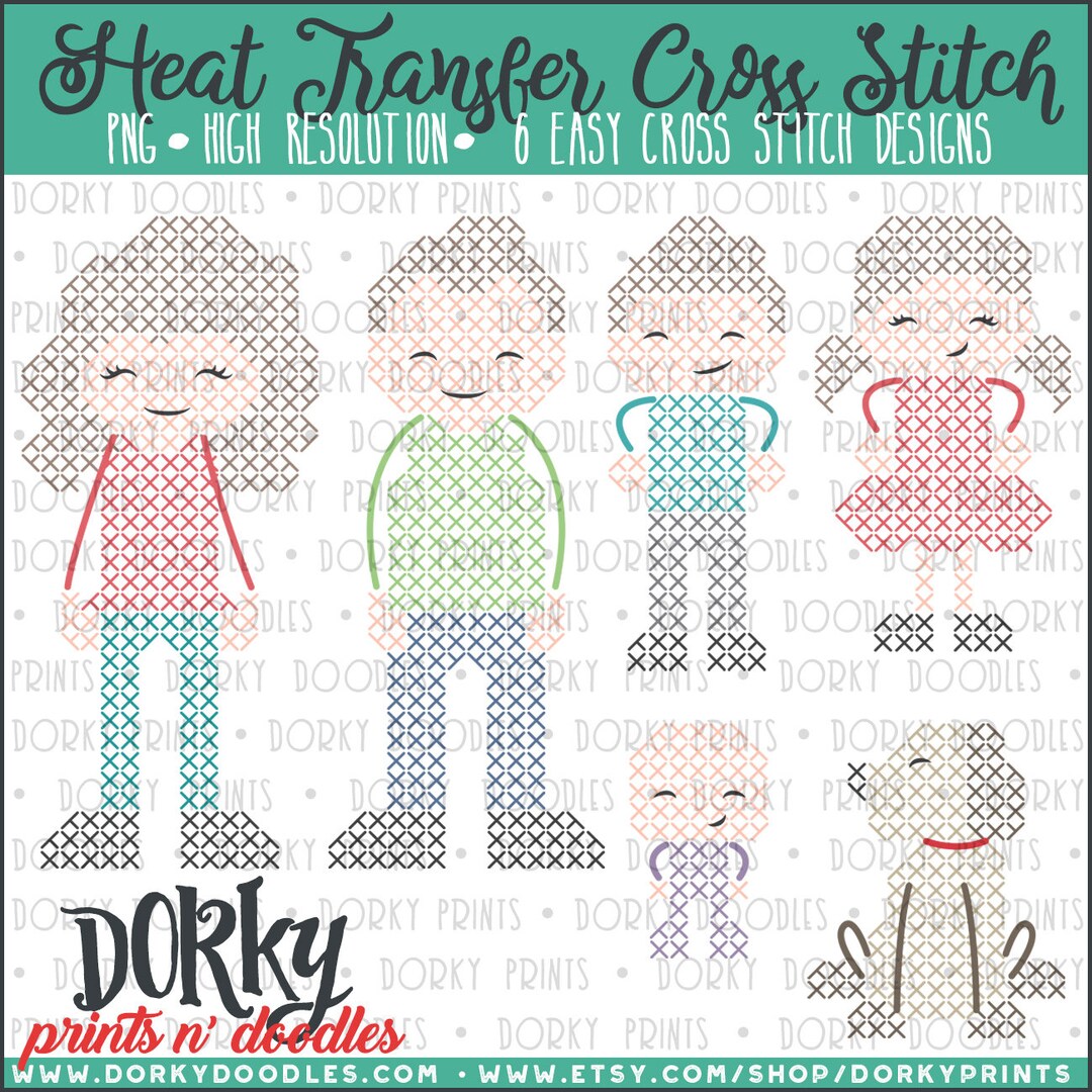 Family Cross Stitch Heat Transfer Design - Digital File - Personalize ...