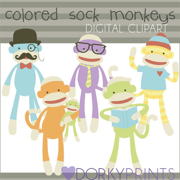 Sock Monkey Clip Art - Etsy