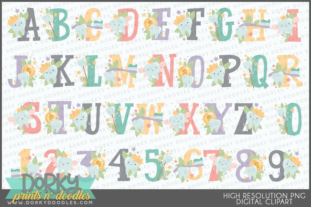 Cute Tooth Fairy Alphabet Clipart -personal and Limited Commercial Use ...