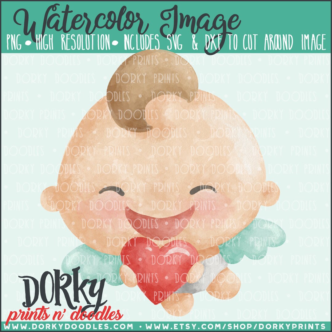 Cupid Valentine's Day Watercolor PNG Artwork - Digital File - for Heat ...