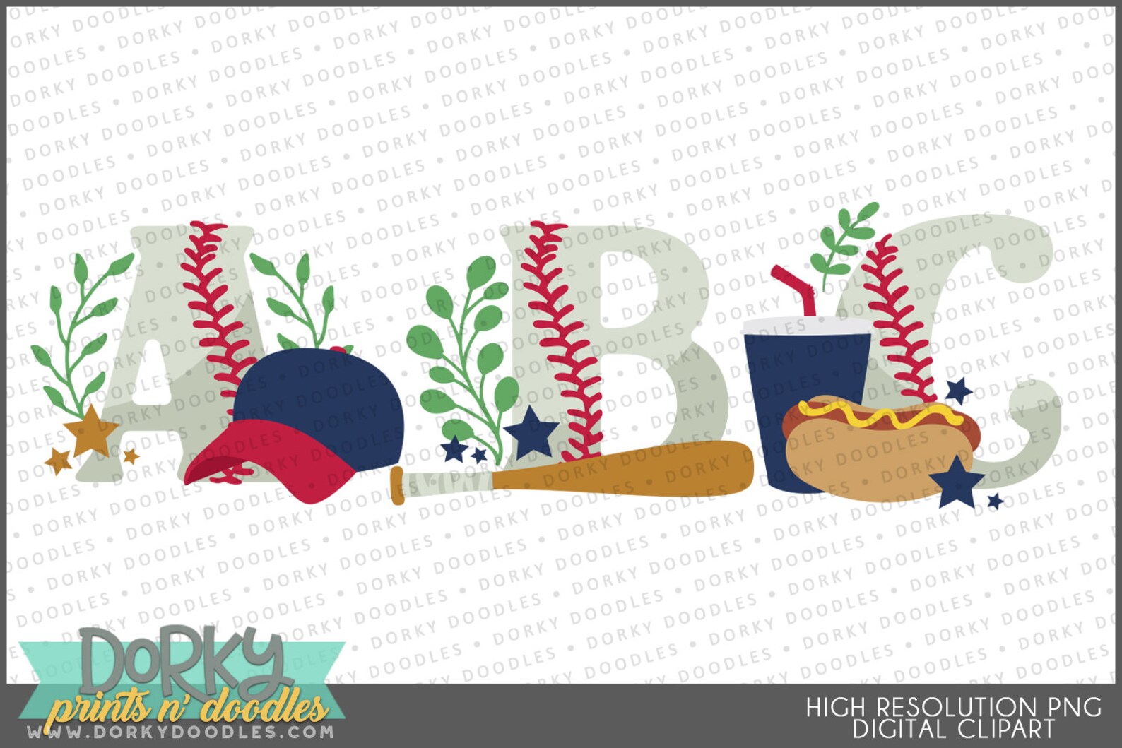 Cute Baseball Alphabet Clipart PNG Art Instant Download - Etsy