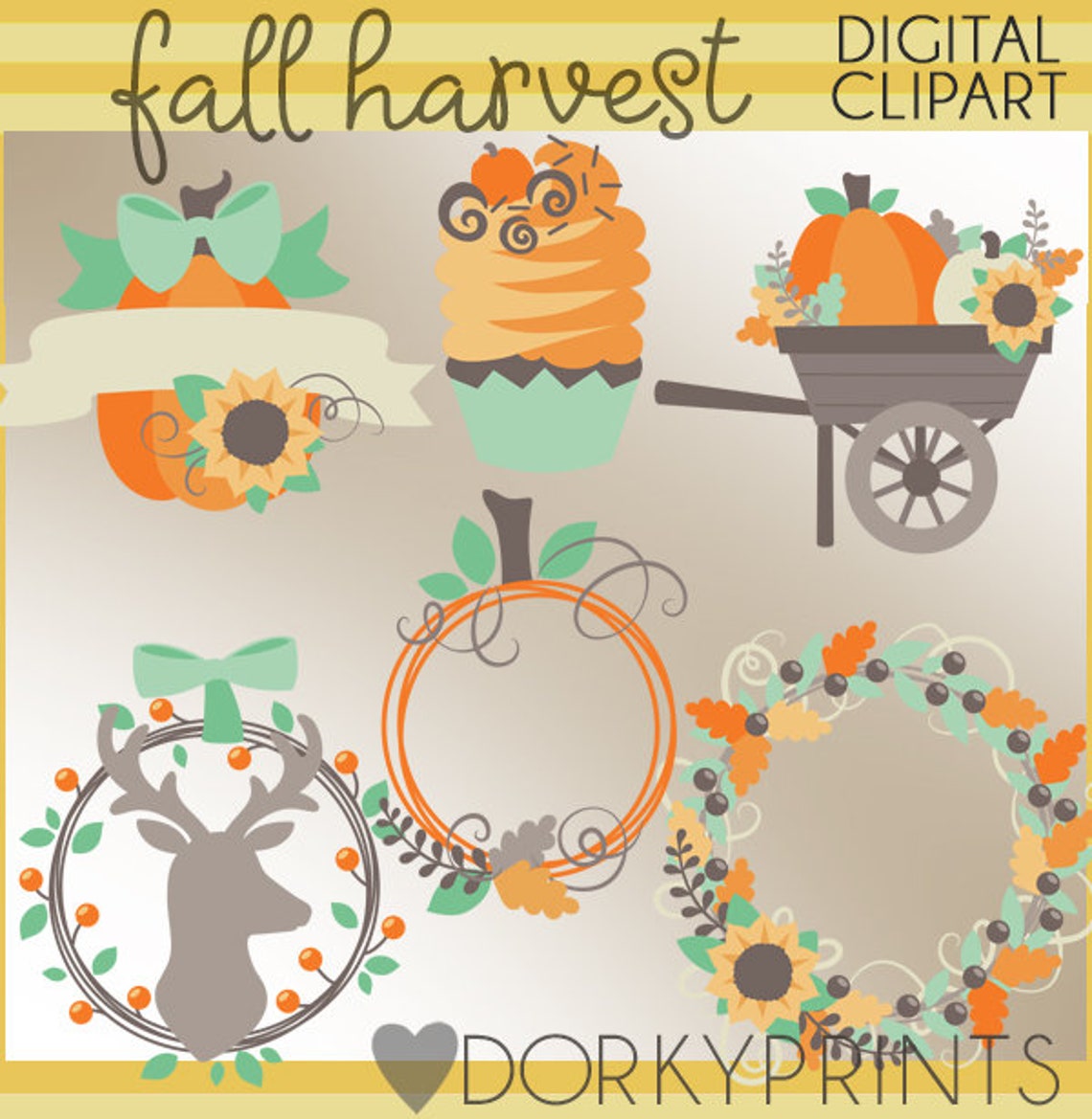 Fall Harvest Clipart personal and Limited Commercial Use | Etsy