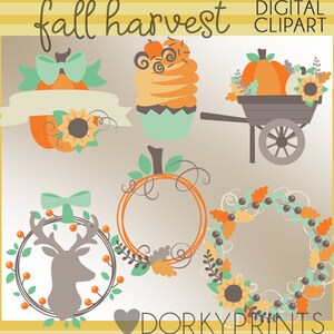 Fall Harvest Clipart -personal and Limited Commercial Use- Pumpkins ...