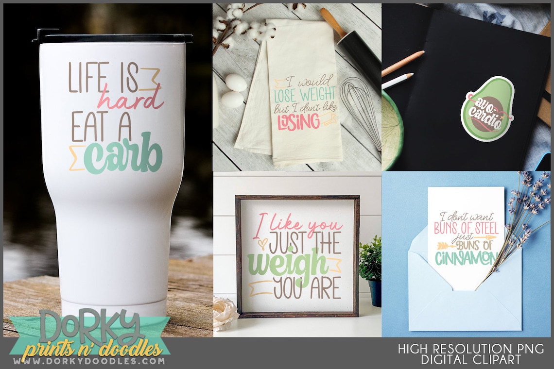 Cute Diet Puns Food Clipart Instant Download Funny Food - Etsy