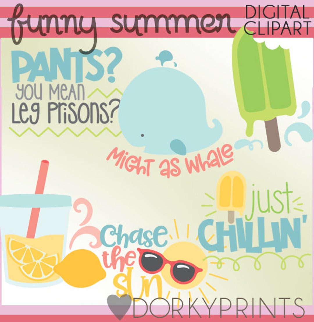Funny Summer Clipart Set -personal and Limited Commercial Use- Cute ...