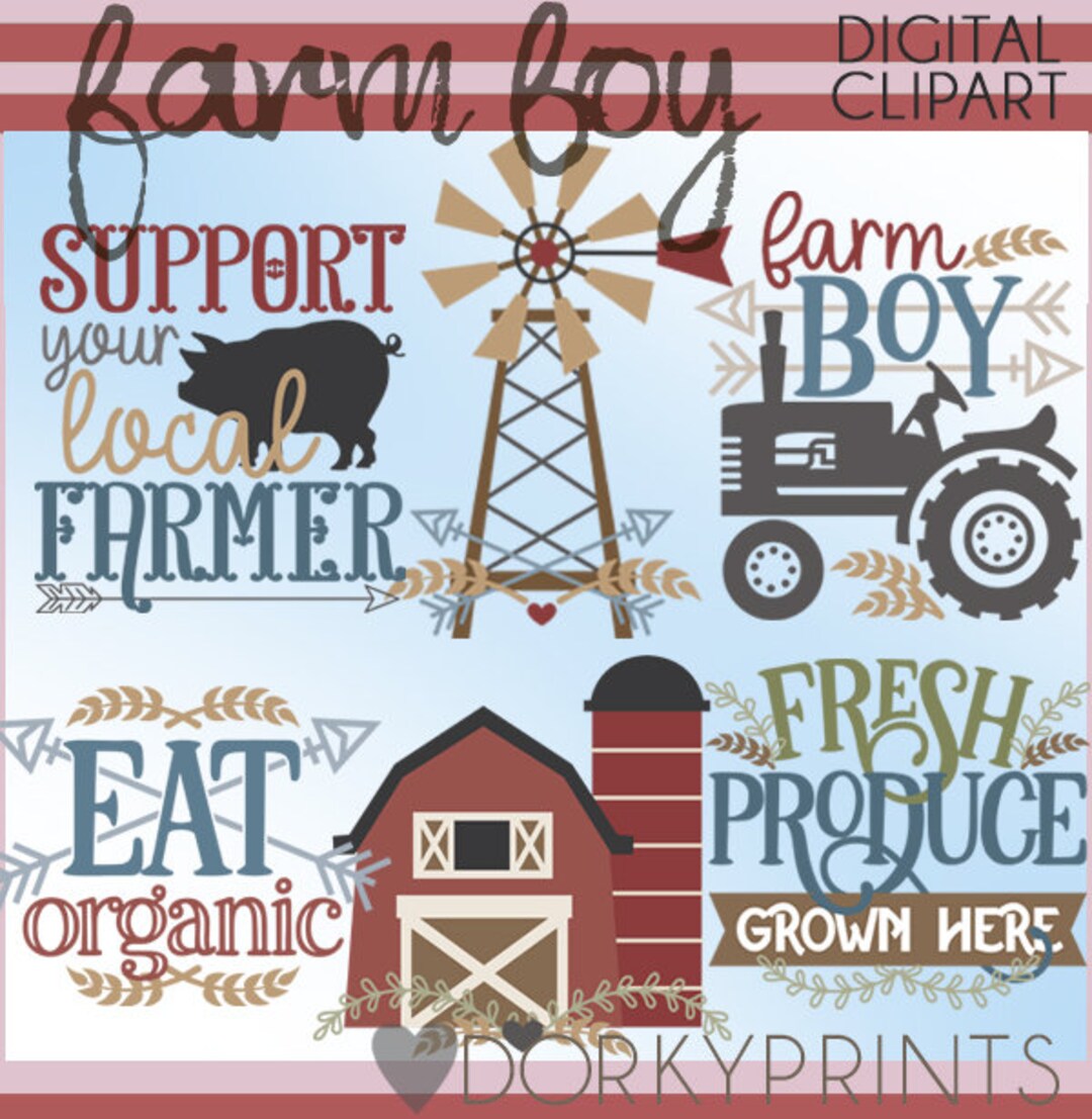 Farm Boy Titles Clipart -personal and Limited Commercial Use- Farm Life ...