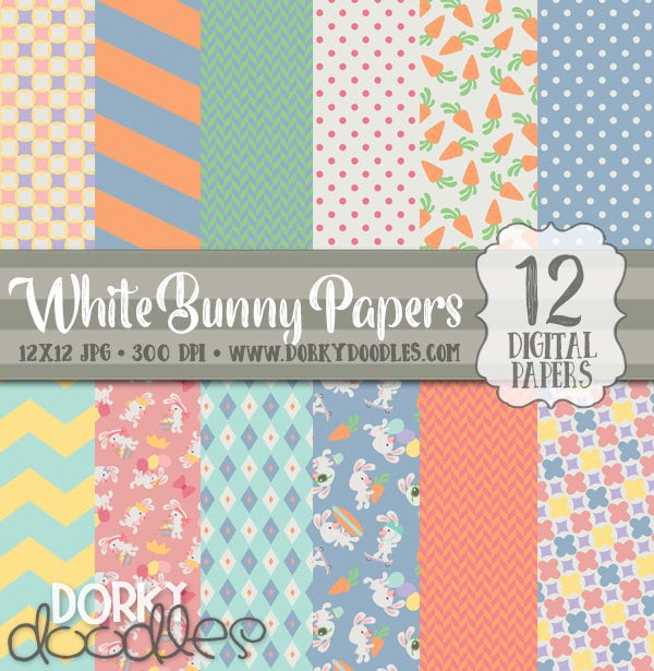 Easter Digital Paper Pack, Cute Easter Bunnies Paper, Girl and Boy ...