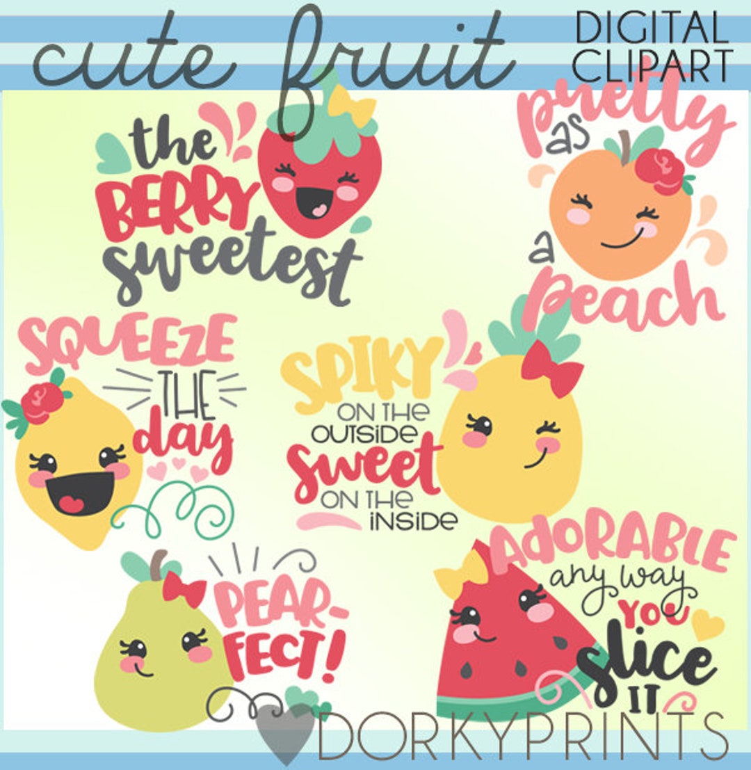 Cute Fruit Clipart -personal and Limited Commercial Use- Instant ...