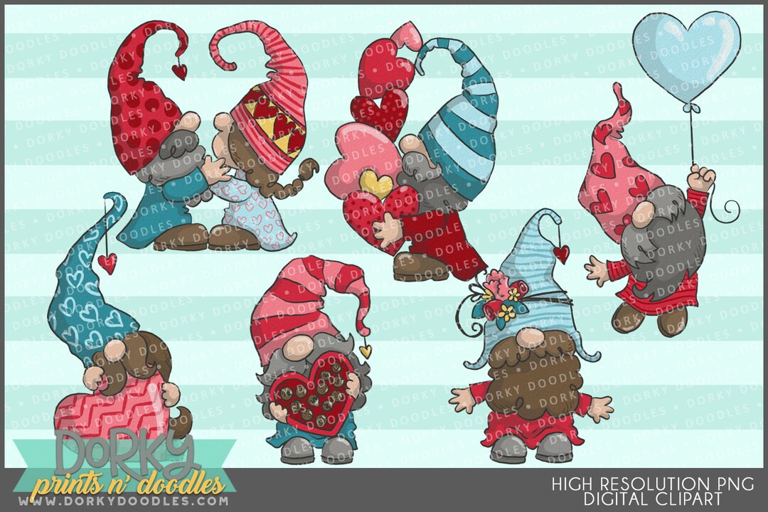 Valentine Gnomes Clipart -personal and Limited Commercial Use- Cute ...