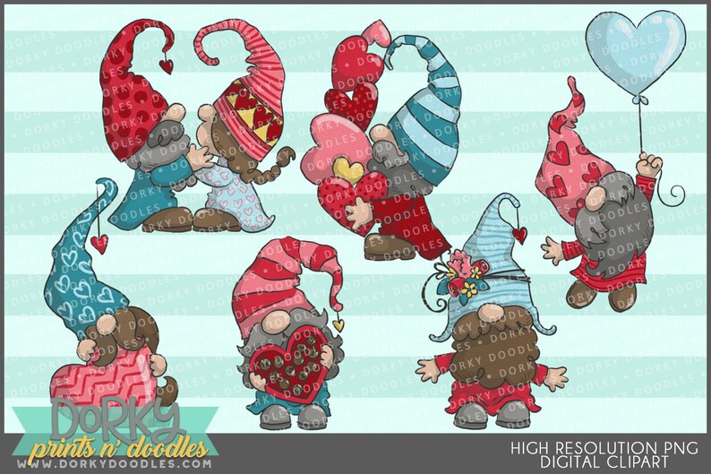 Valentine Gnomes Clipart Personal and Limited Commercial Use | Etsy