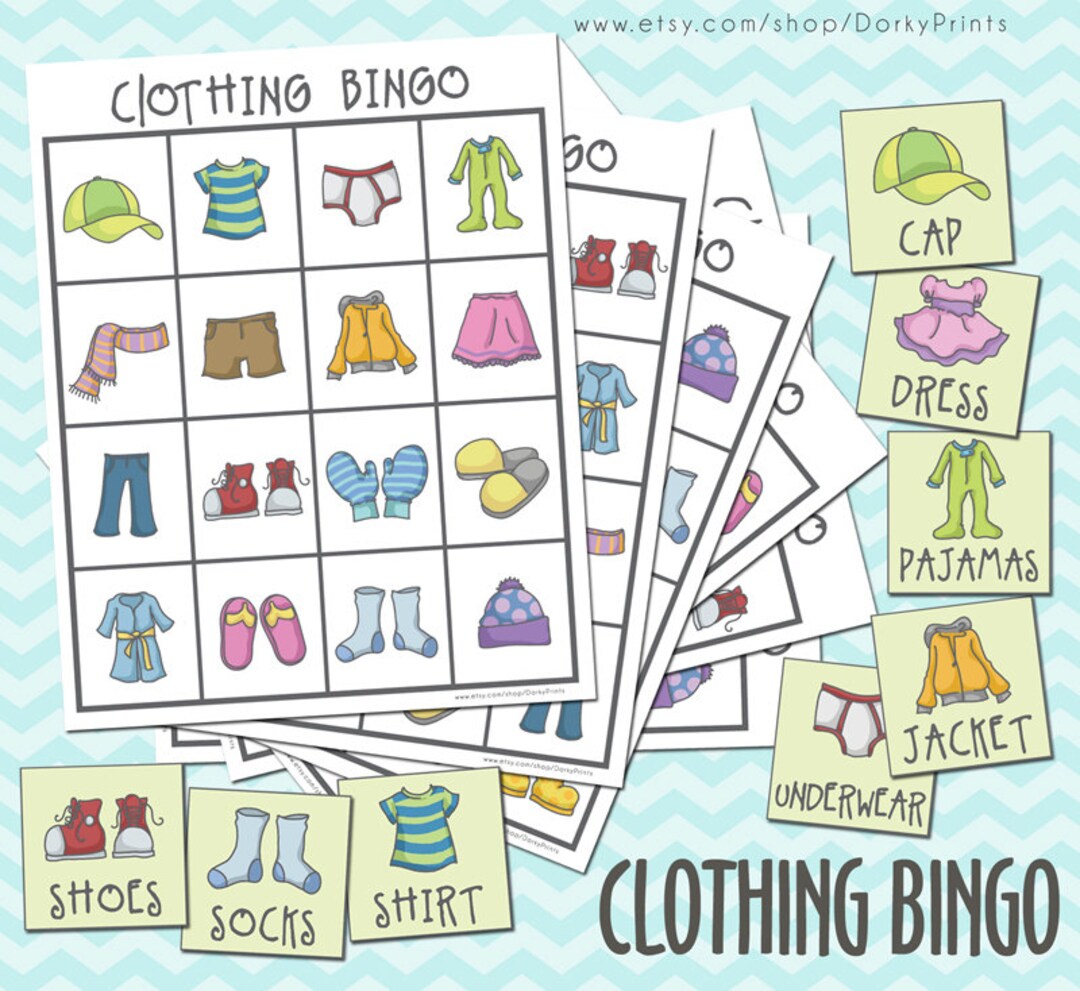 Clothing Printable Bingo Game PDF Preschool Printable Kindergarten ...