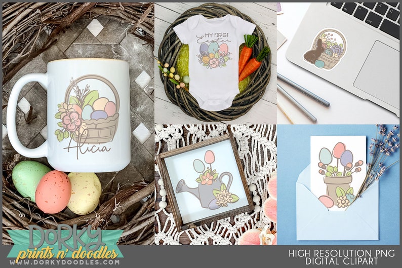 Cute Easter Basket Clipart -personal and Limited Commercial Use- Fun ...