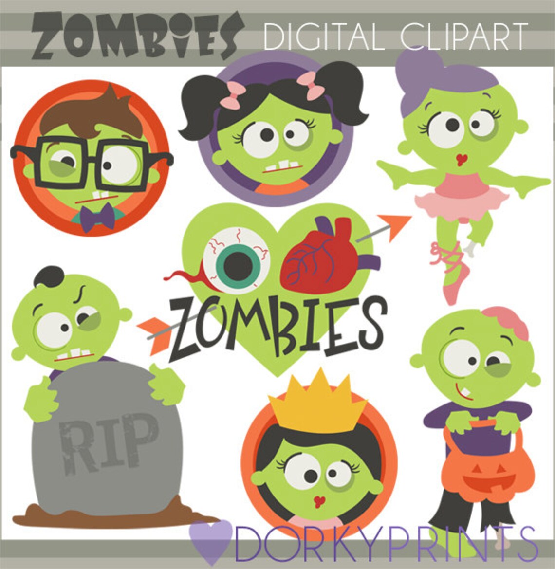 Halloween Clipart Zombies Digital PNG Art - Etsy