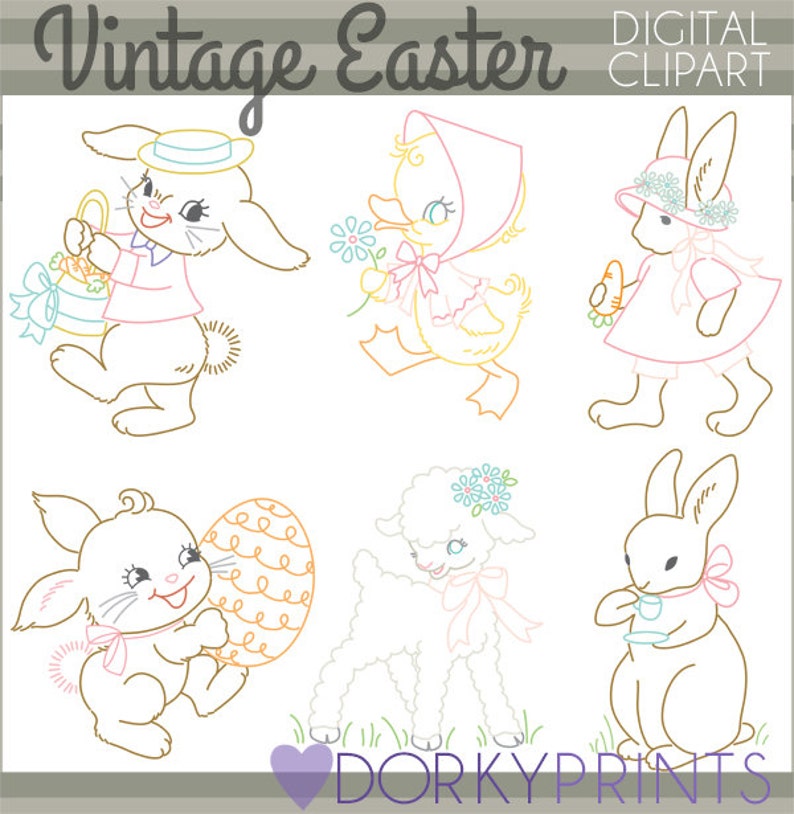 Easter Clipart Vintage Easter personal and Limited Commercial | Etsy