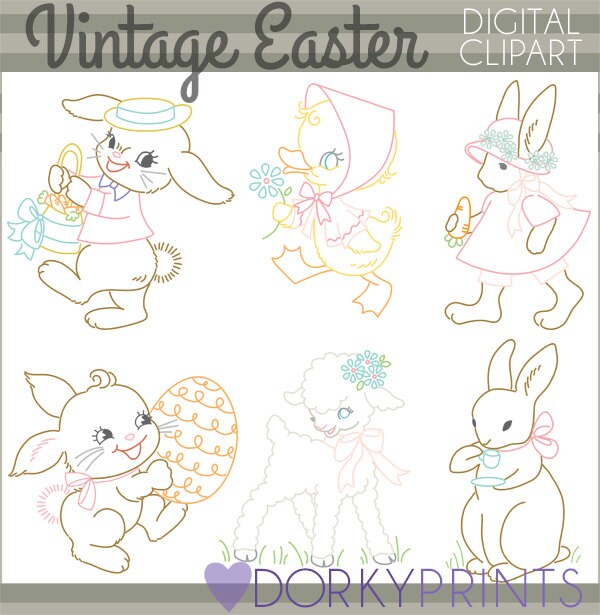 Easter Clipart Vintage Easter personal and Limited Commercial | Etsy