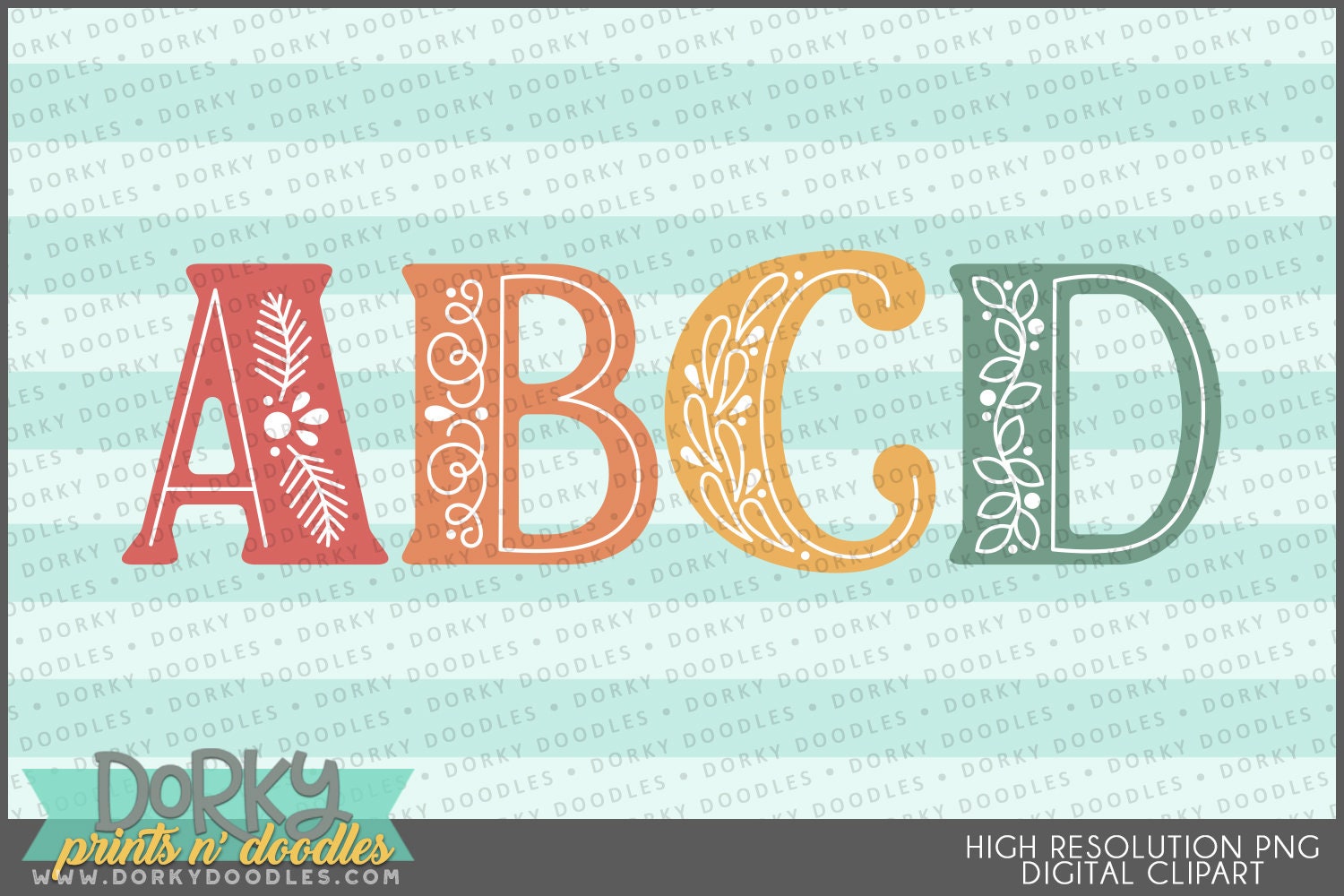 Fun Bold Alphabet Clipart -PNG Art- Instant Download - Numbers, Letters ...