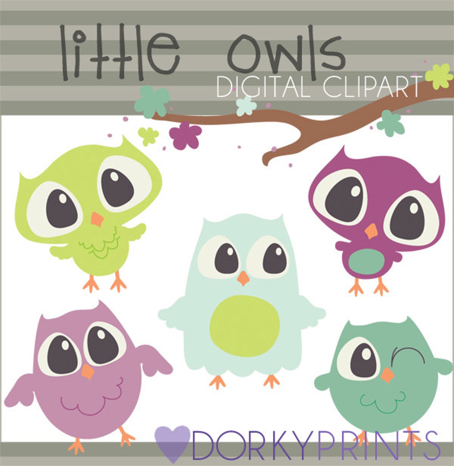 Owl Clipart personal and Limited Commercial Use Cute Owls - Etsy