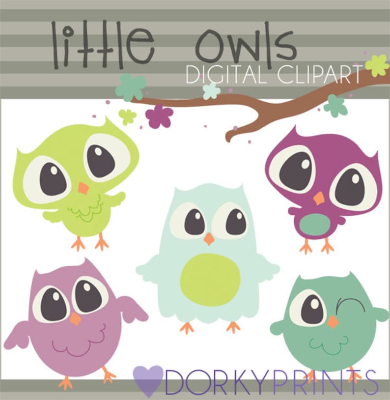 Owl Clipart personal and Limited Commercial Use Cute Owls - Etsy