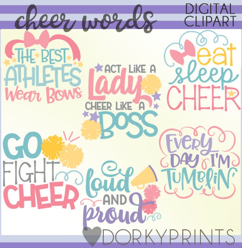 Cheer Word Art Clipart personal and Limited Commercial Use | Etsy