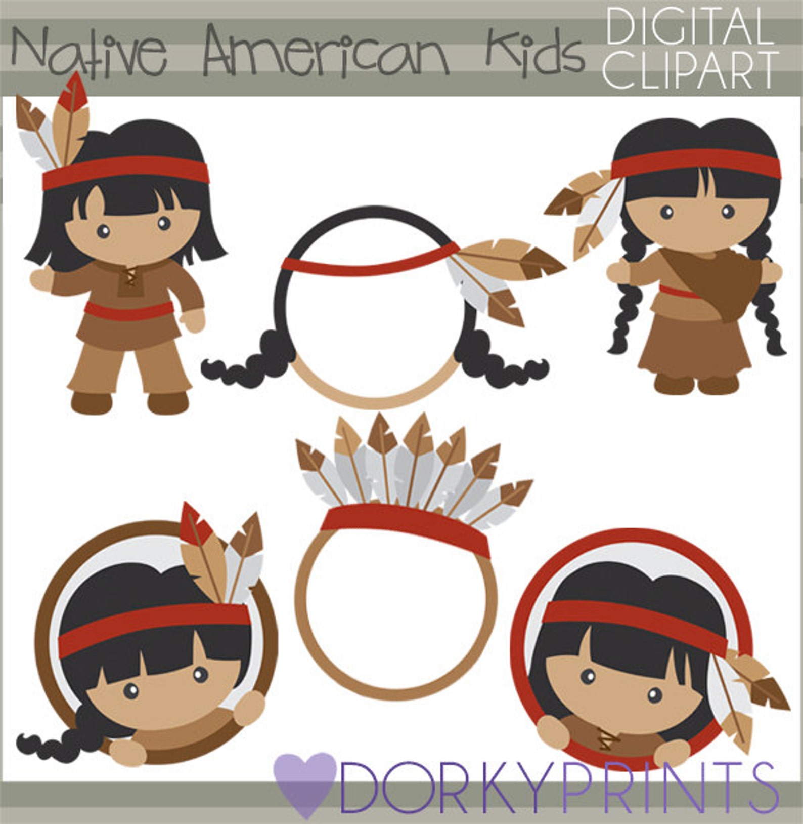Thanksgiving Clipart Native American Kids -personal and Limited ...