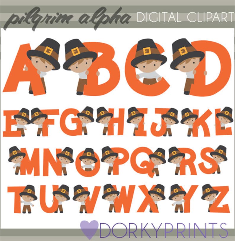 Thanksgiving Alphabet Clip Art personal and Limited - Etsy