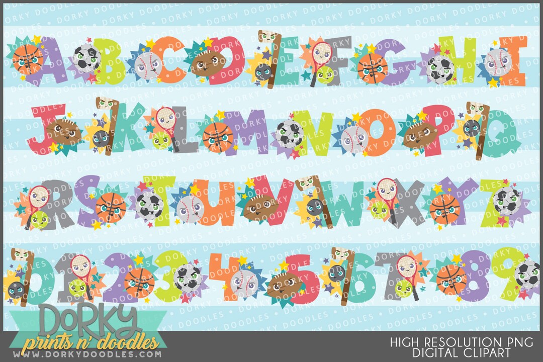 Sports Alphabet Clipart -personal and Limited Commercial Use- Cute ...