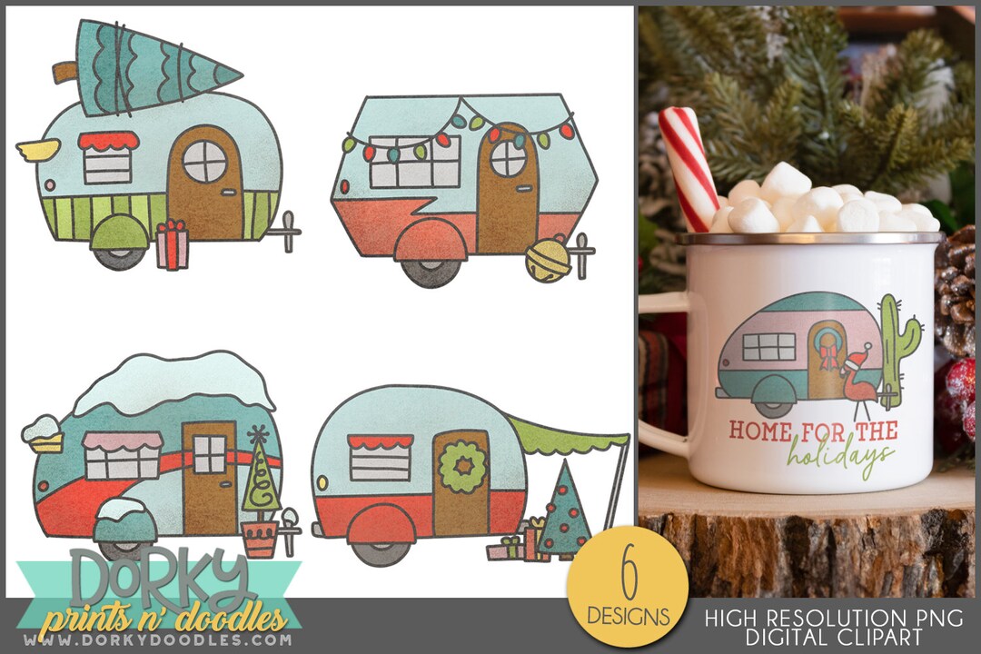 Christmas Campers PNG Clipart - Whimsical and Fun Holiday Camping Art ...