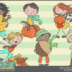 Cute Fall Kids Clipart Set for Sublimation, Sticker Design, Sugar ...