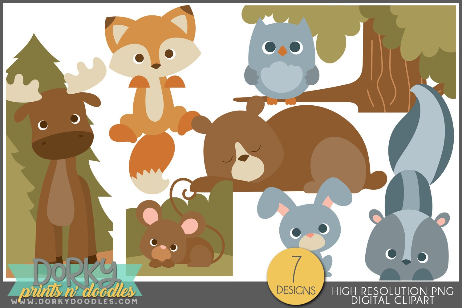 Woodland Animal PNG Clipart - Cute Forest Illustrations for Sublimation ...