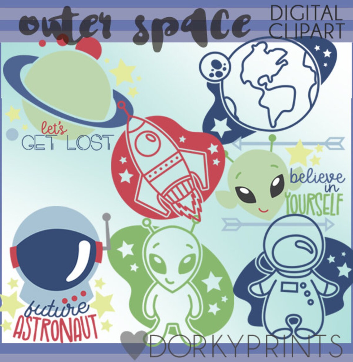 Outer Space Clipart personal and Limited Commercial Use - Etsy
