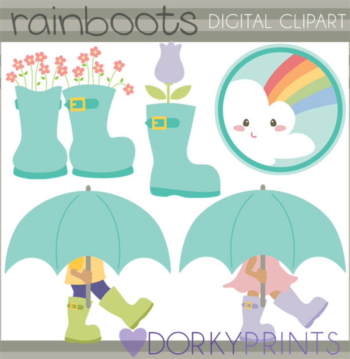 Rain Boots Clipart personal and Limited Commercial Use - Etsy
