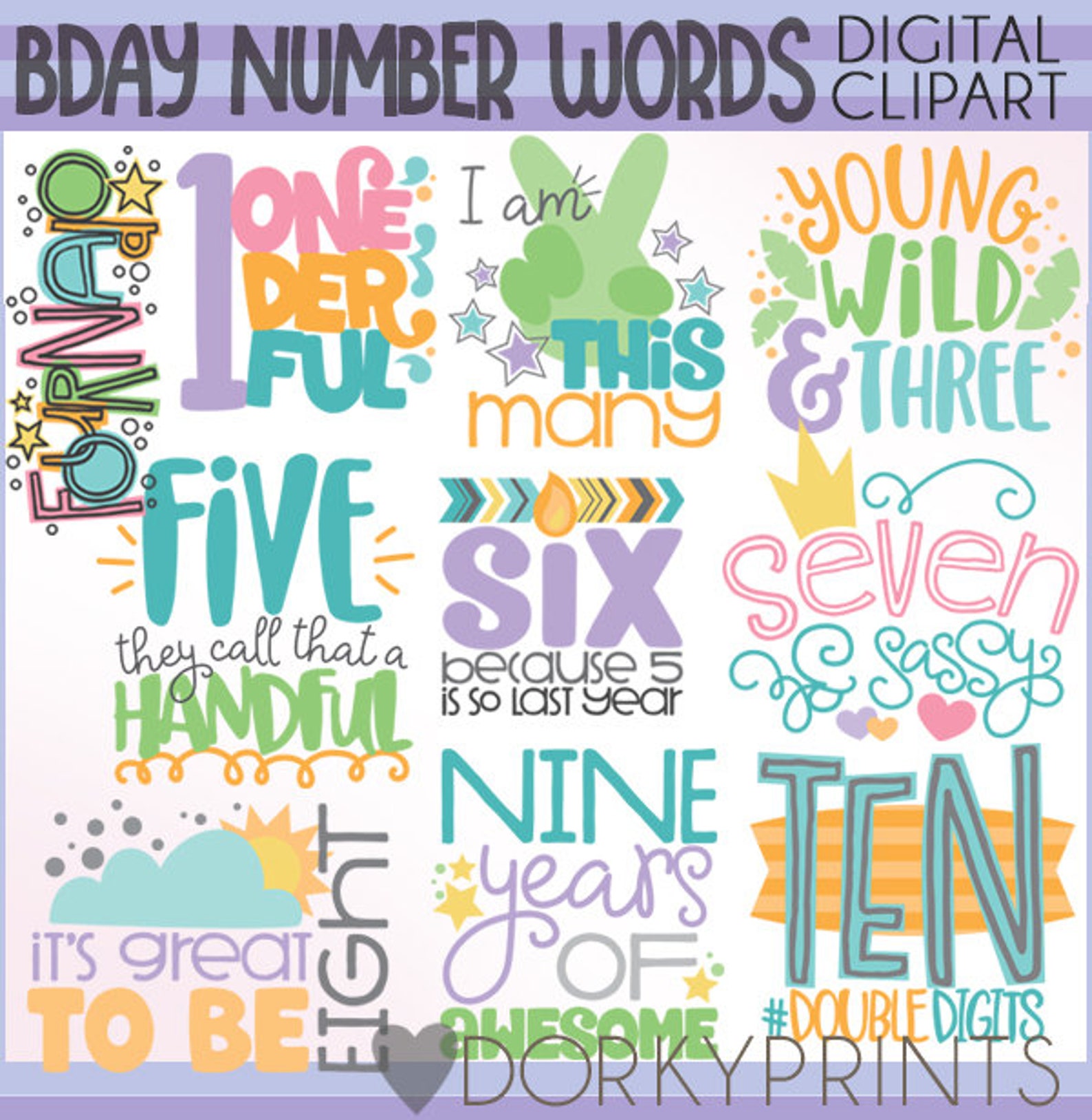 Birthday Clipart Birthday Numbers Word Art -personal and Limited ...