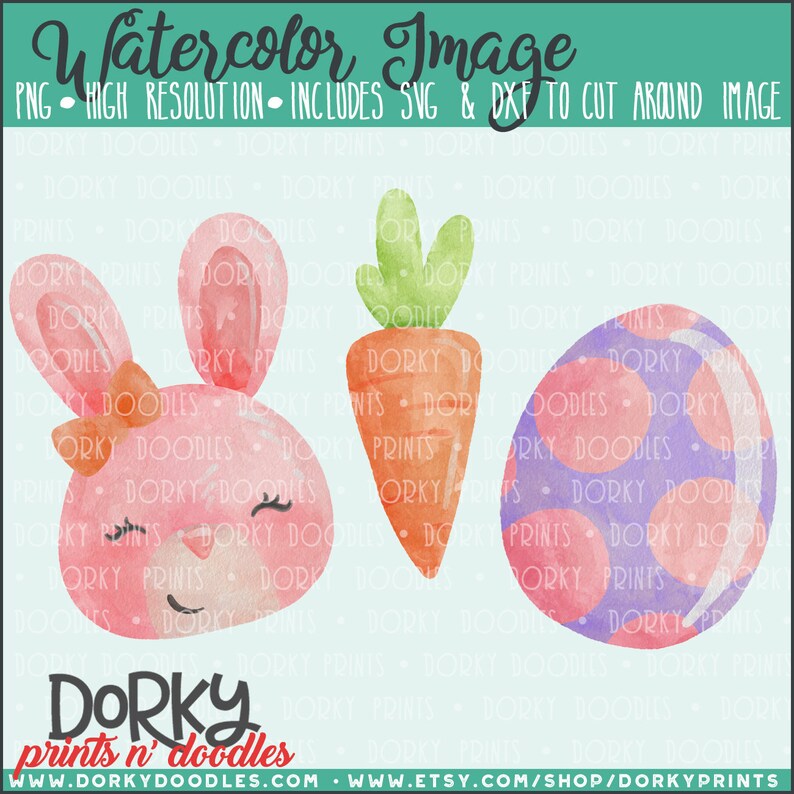 Pink Easter Bunny Trio Watercolor PNG Artwork Digital File | Etsy