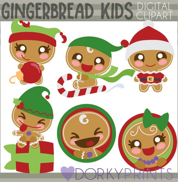 Christmas Clipart Gingerbread Kids -personal and Limited Commercial Use ...