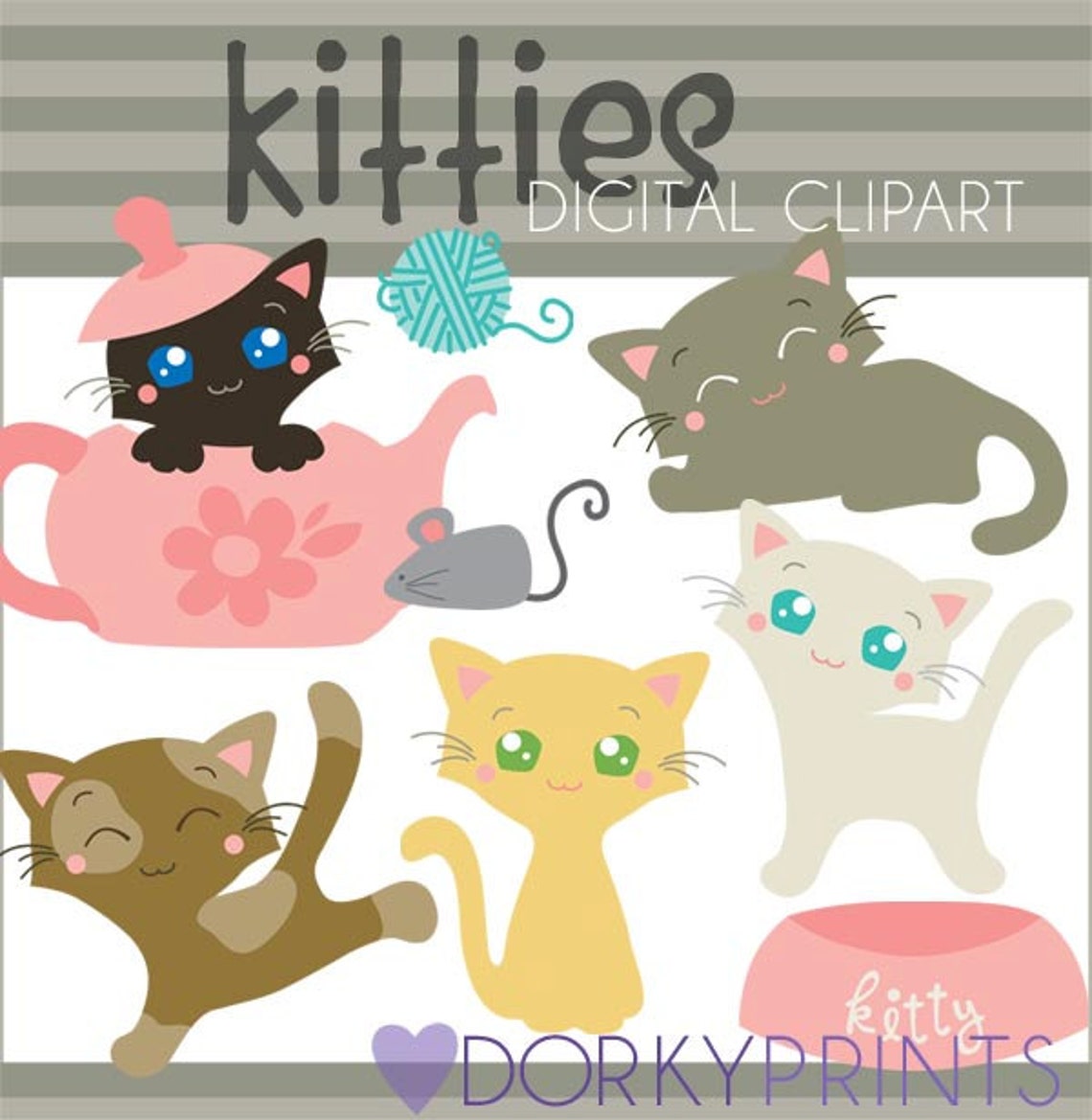 Kitty Clipart Cat Clipart personal and Limited Commercial | Etsy