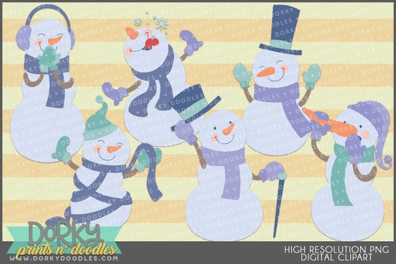 Cute Snowmen Clipart personal and Limited Commercial Use - Etsy